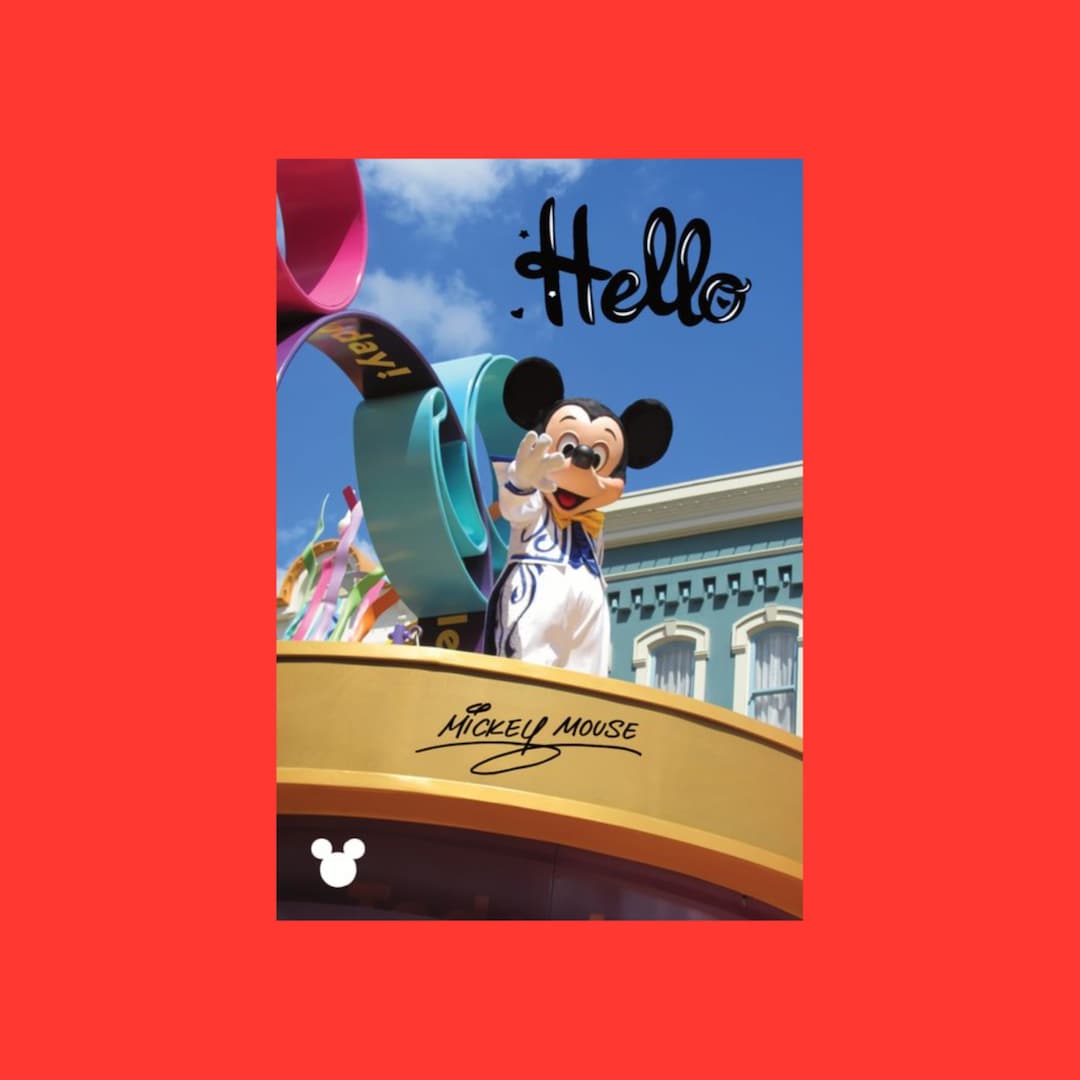 Awesome Mickey Mouse Postcard, Mickey Mouse Hello Greeting Postcard ...