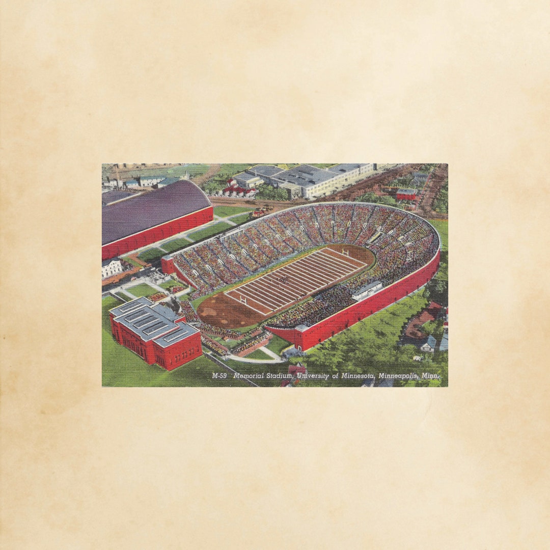 Vintage University of Minnesota Postcard, Memorial Stadium, Minneapolis ...