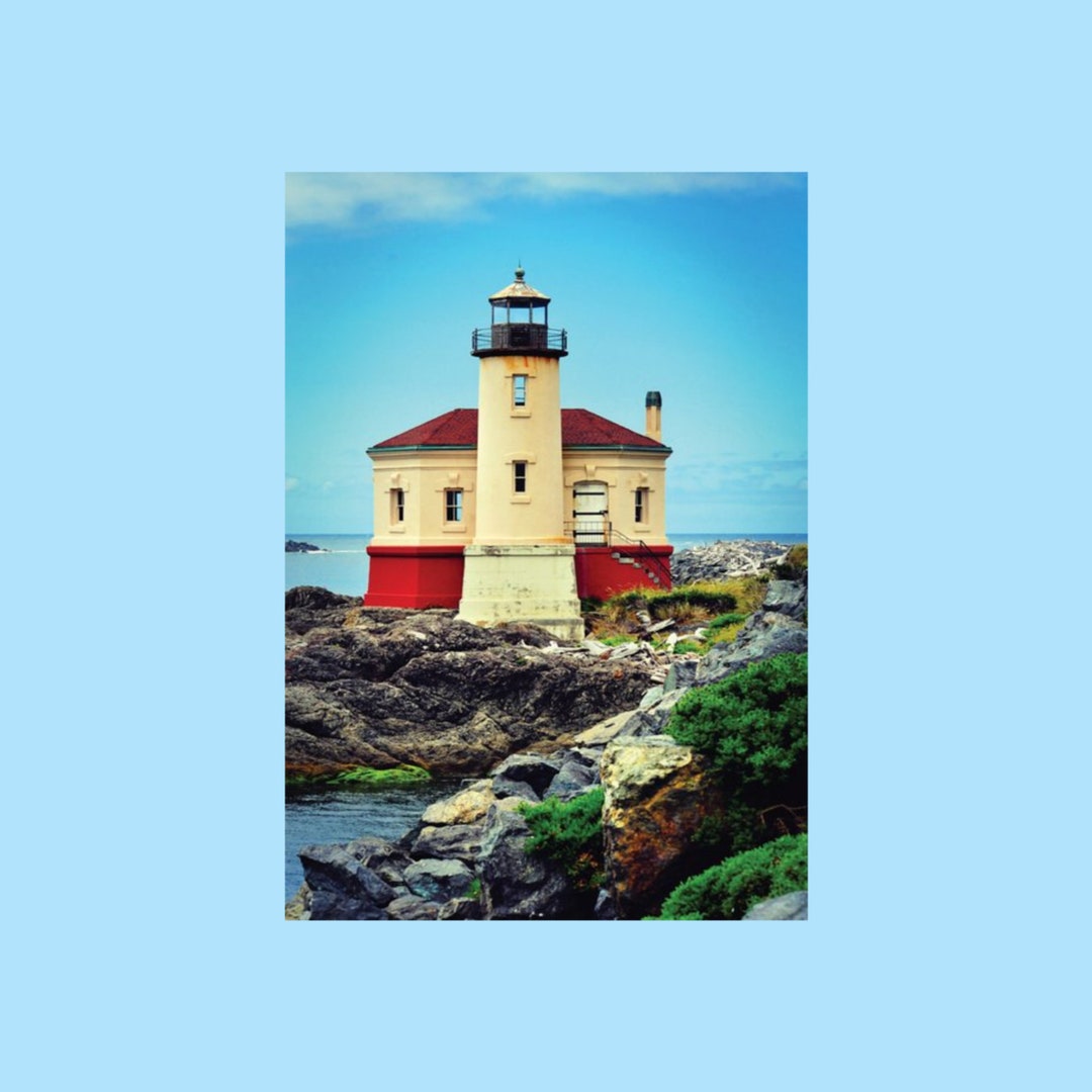 Stunning Lighthouse Postcard, Lighthouse and Shore Scene Postcard ...