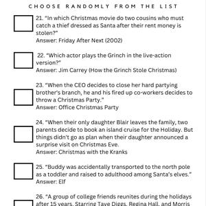 Christmas BINGO Printable 8.5x11 Holiday Game Guess the Movie ...