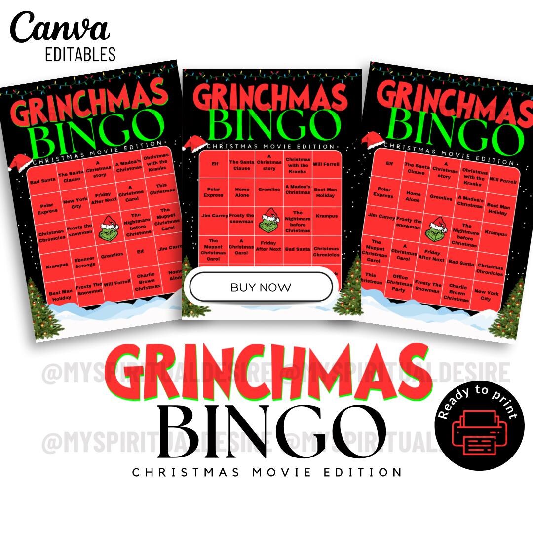Grinch BINGO Printable 8.5x11 Holiday Game | Guess the Movie: Christmas ...
