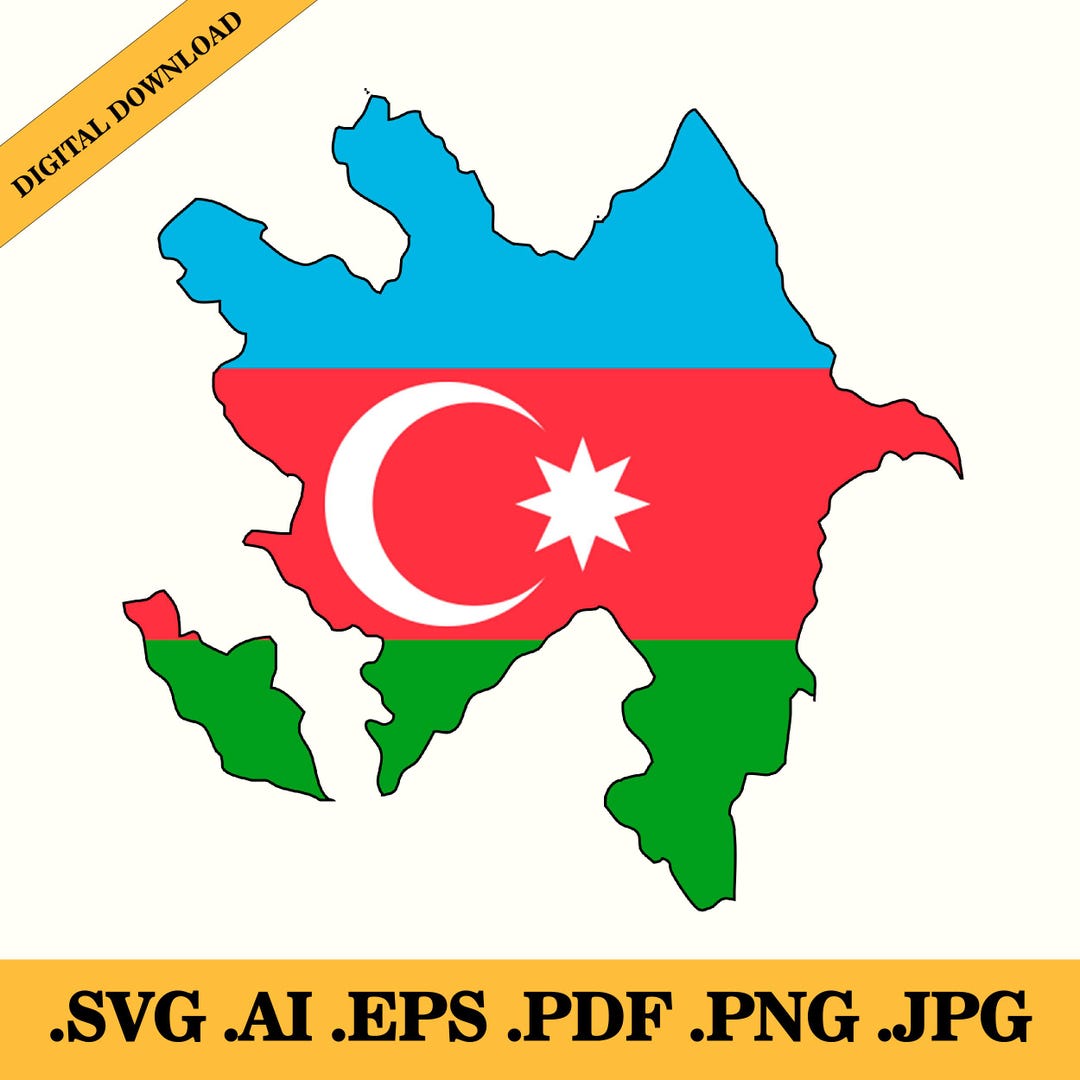 Azerbaijan Flag Map, Silhouette, Badge, National Flag, Vector Digital ...