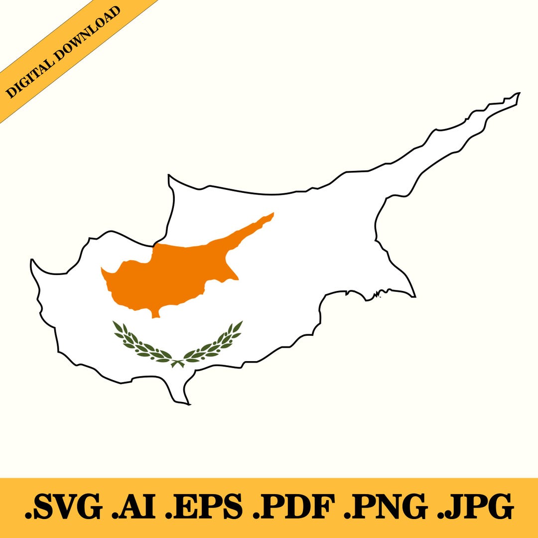 Cyprus Flag Map, Silhouette, Badge, National Flag, Vector Digital Download (eps, Ai, Png, Jpg ...