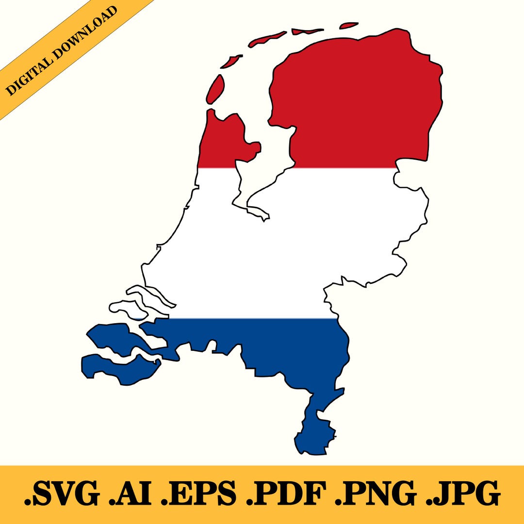 Netherlands Flag Map Silhouette: National Vector (digital Download) - Etsy