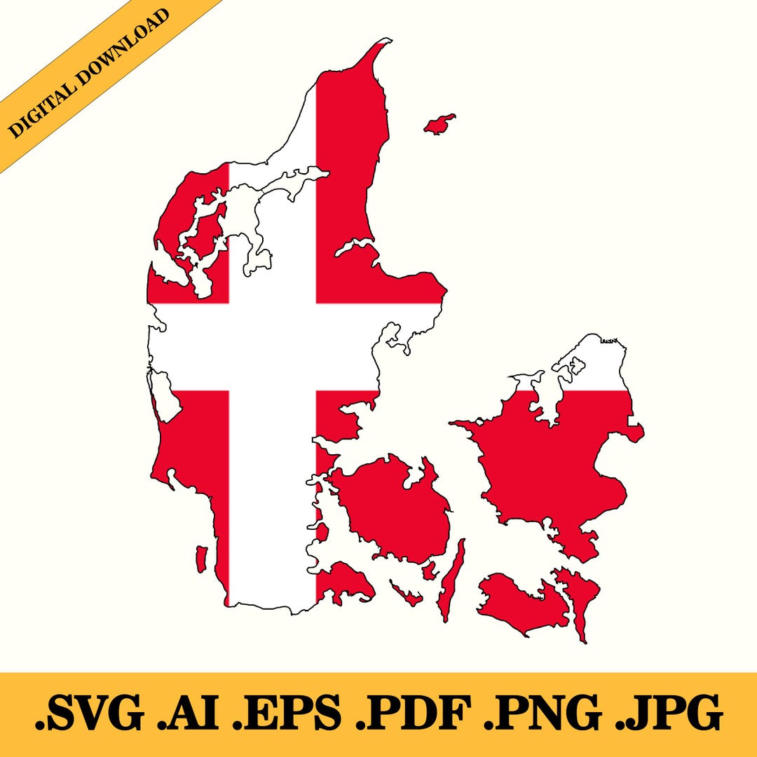Denmark Flag Map, Silhouette, Badge, National Flag, Vector Digital ...