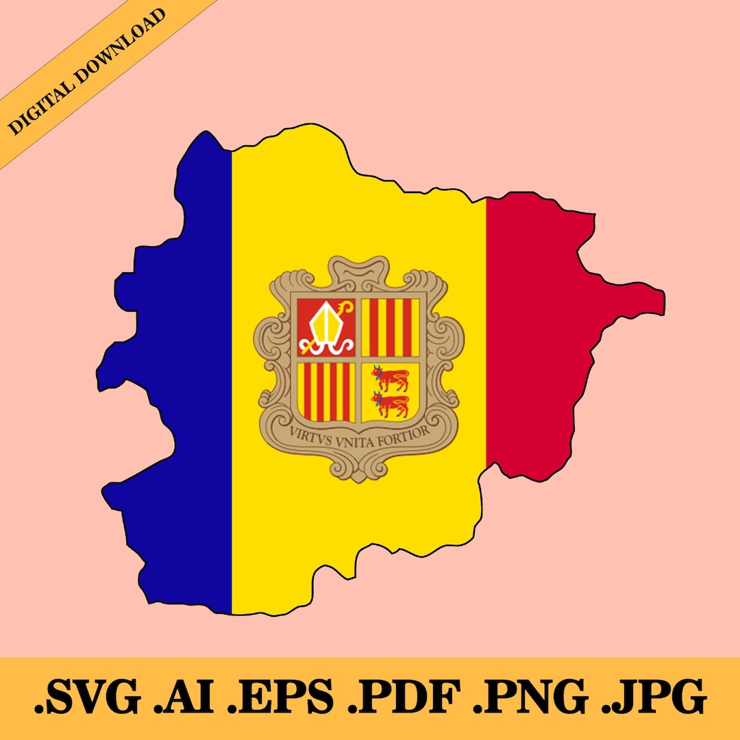 Andorra Flag Map, Silhouette, Badge, National Flag, Vector Digital ...