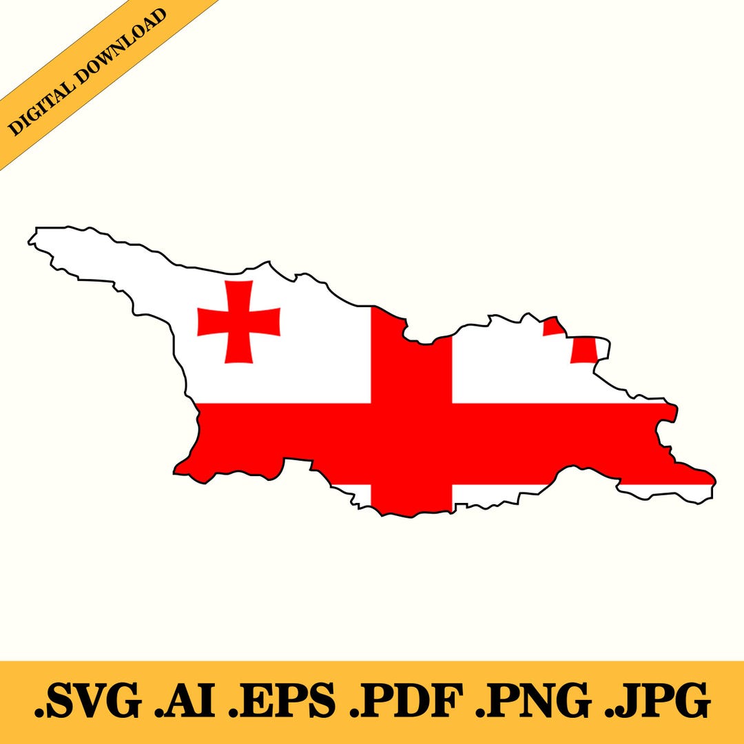 Georgia Flag Map, Silhouette, National Flag, Vector Digital Download ...