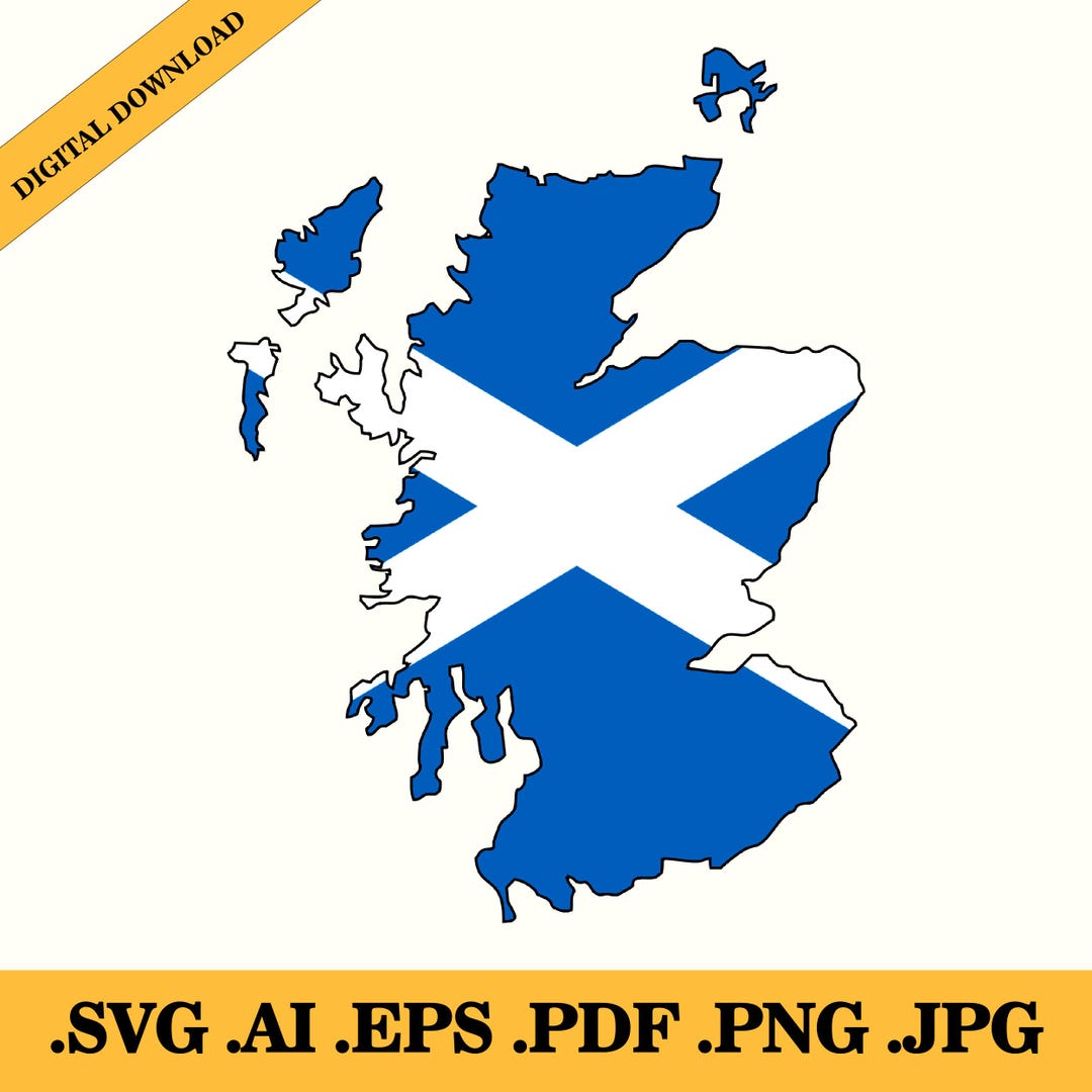 Scotland Flag Map, Silhouette, Badge, National Flag, Vector Digital ...