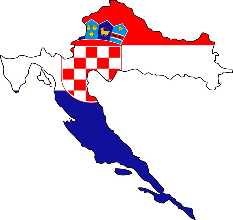 Croatia Flag Map, Silhouette, Badge, National Flag, Vector Digital ...