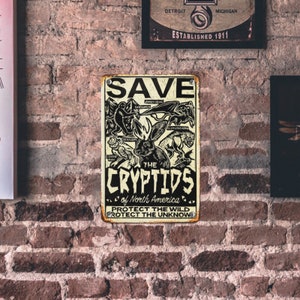 Save the Cryptids - Metal Sign - Etsy