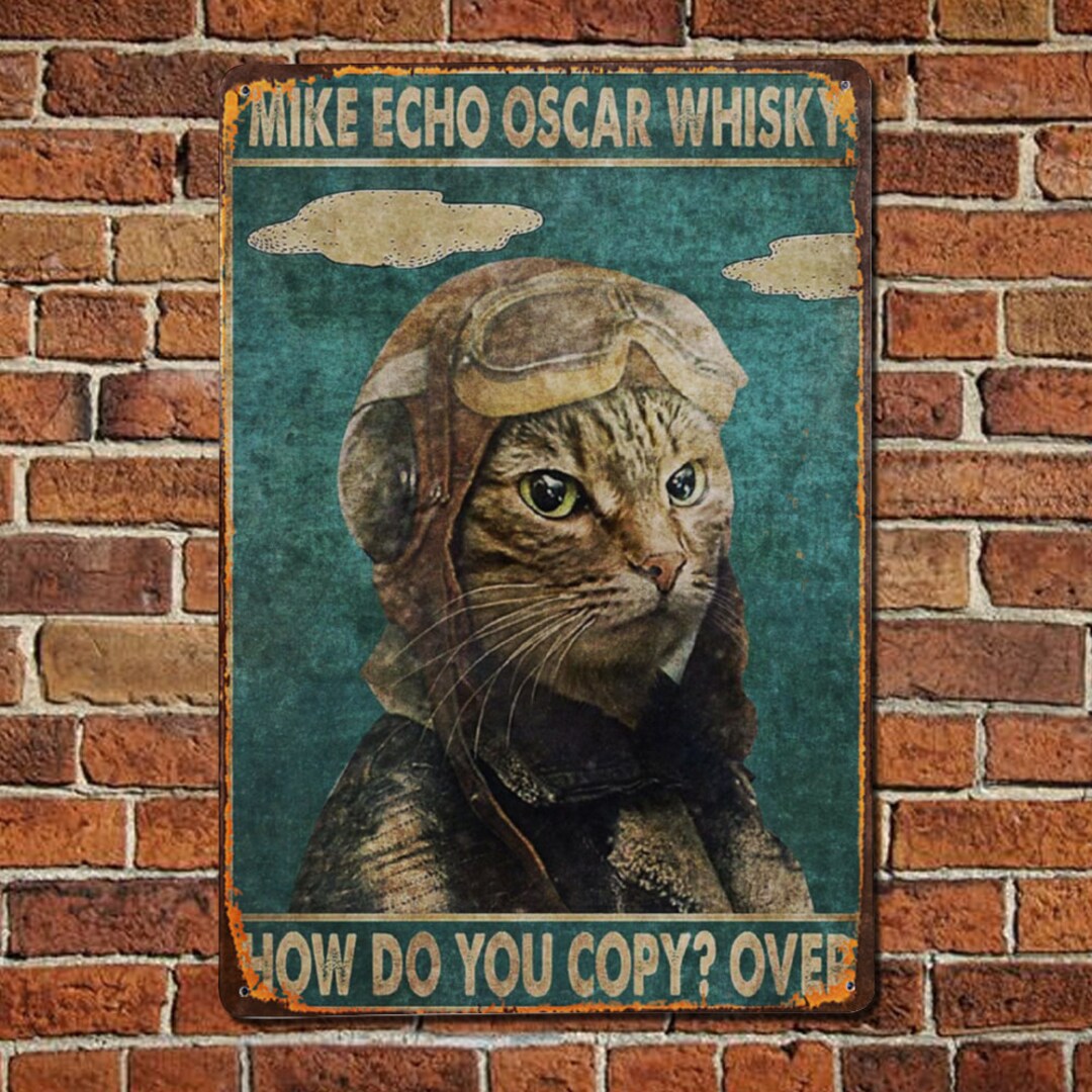 MEOW Aviator Cat Retro/ Vintage Aluminum Sign - Etsy