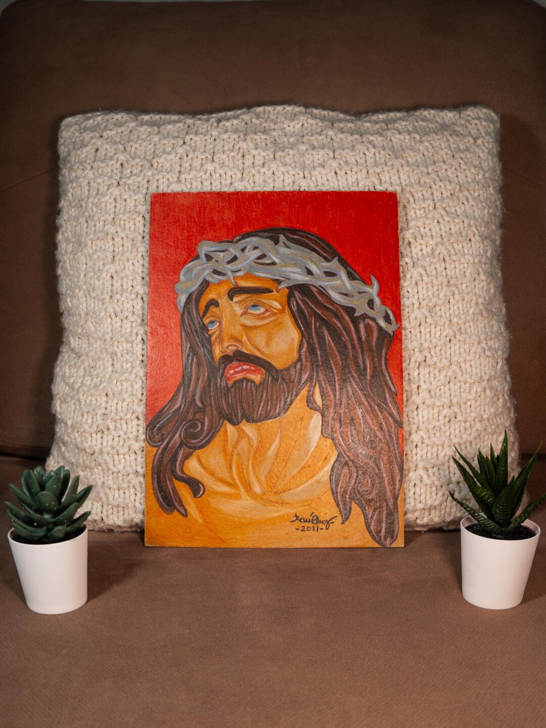 Original Jesus Christ Portrait - A4 Religious Art, Handmade Colored ...