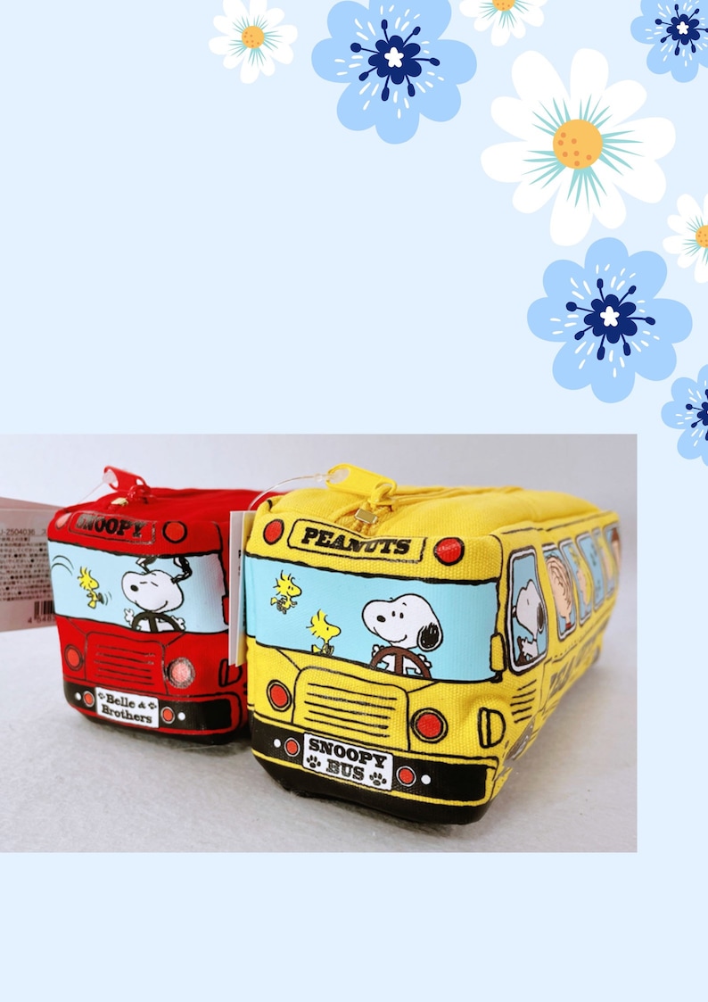 Peanuts/ Snoopy School Bus Pencil Quilted Pouch - Etsy