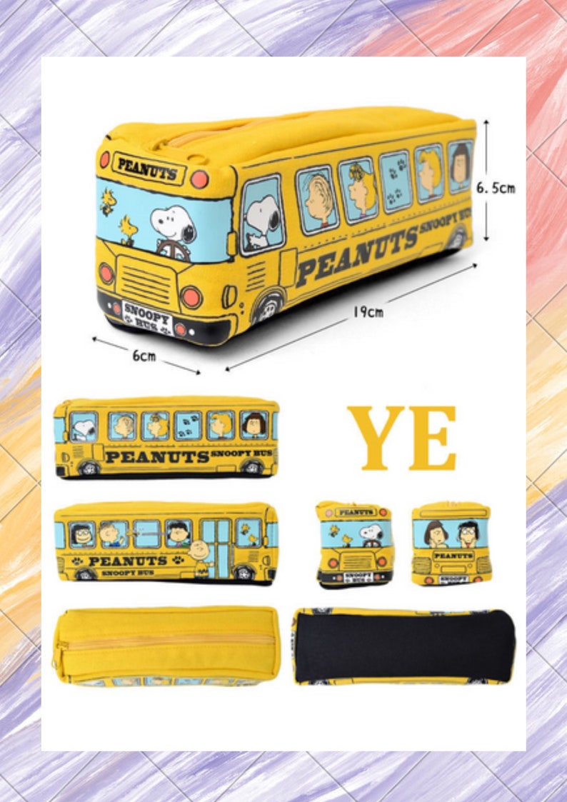 Peanuts/ Snoopy School Bus Pencil Quilted Pouch - Etsy