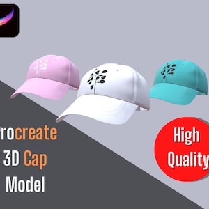 Procreate 3D Model Cap | 3D Cap Mockup | Procreate 3D Model Hat - Etsy