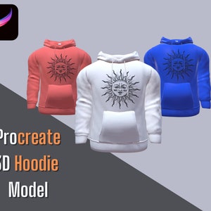 Procreate 3D Model Hoodie | 3D Hoodies Mockup | Procreate 3D Model ...