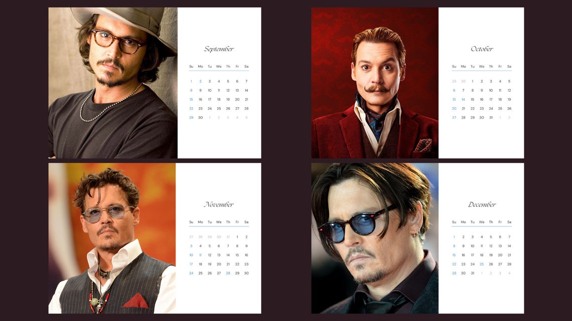 Johnny Depp 2024 Calendar - Etsy
