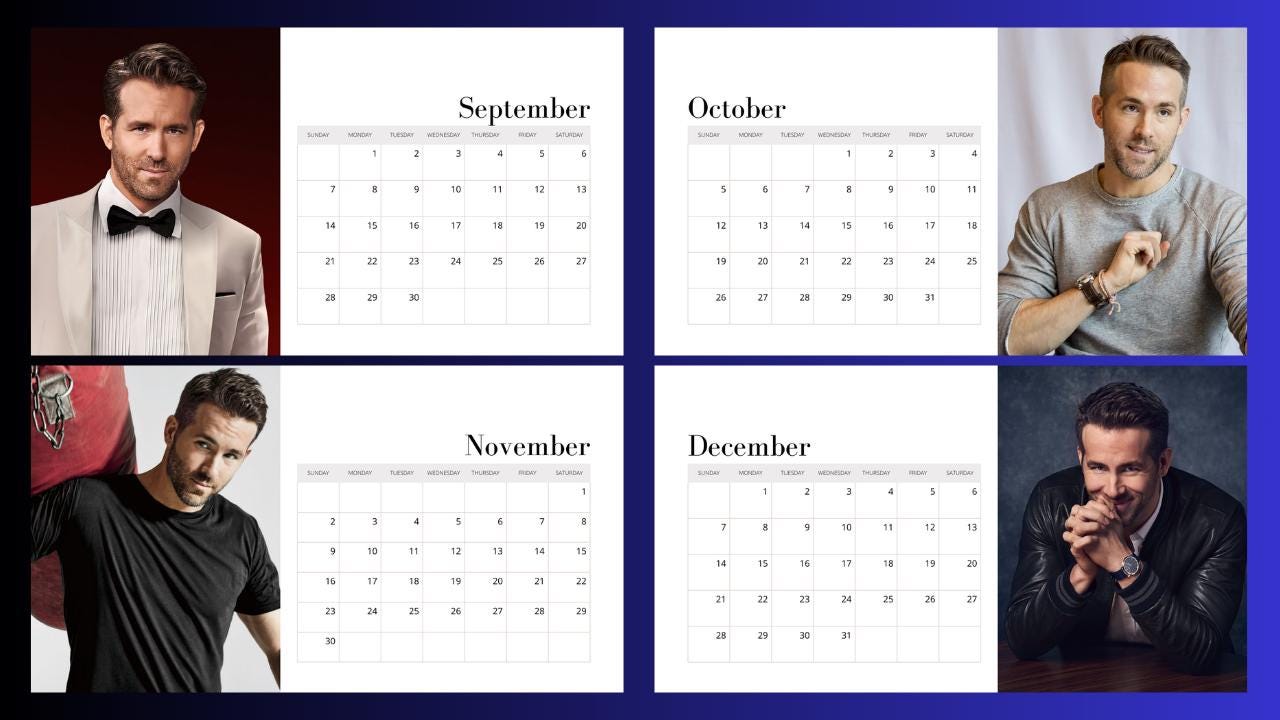 Ryan Reynolds 2025 Calendar - Etsy