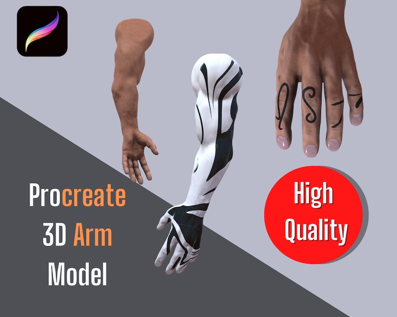 Procreate 3D Tatoo Model Male Arm and Hand | 3D Male Arm and Hand ...