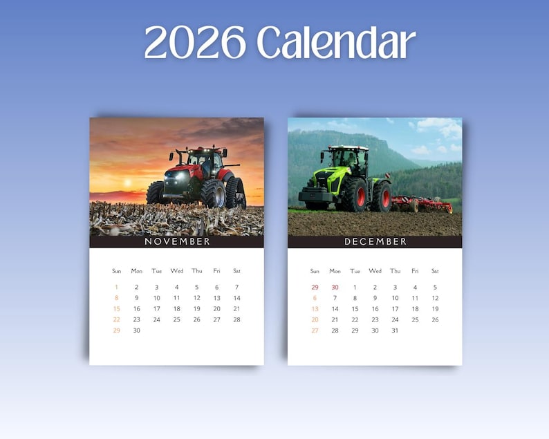 Tractors 2026 Calendar - Etsy