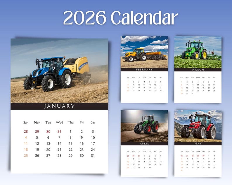 Tractors 2026 Calendar - Etsy