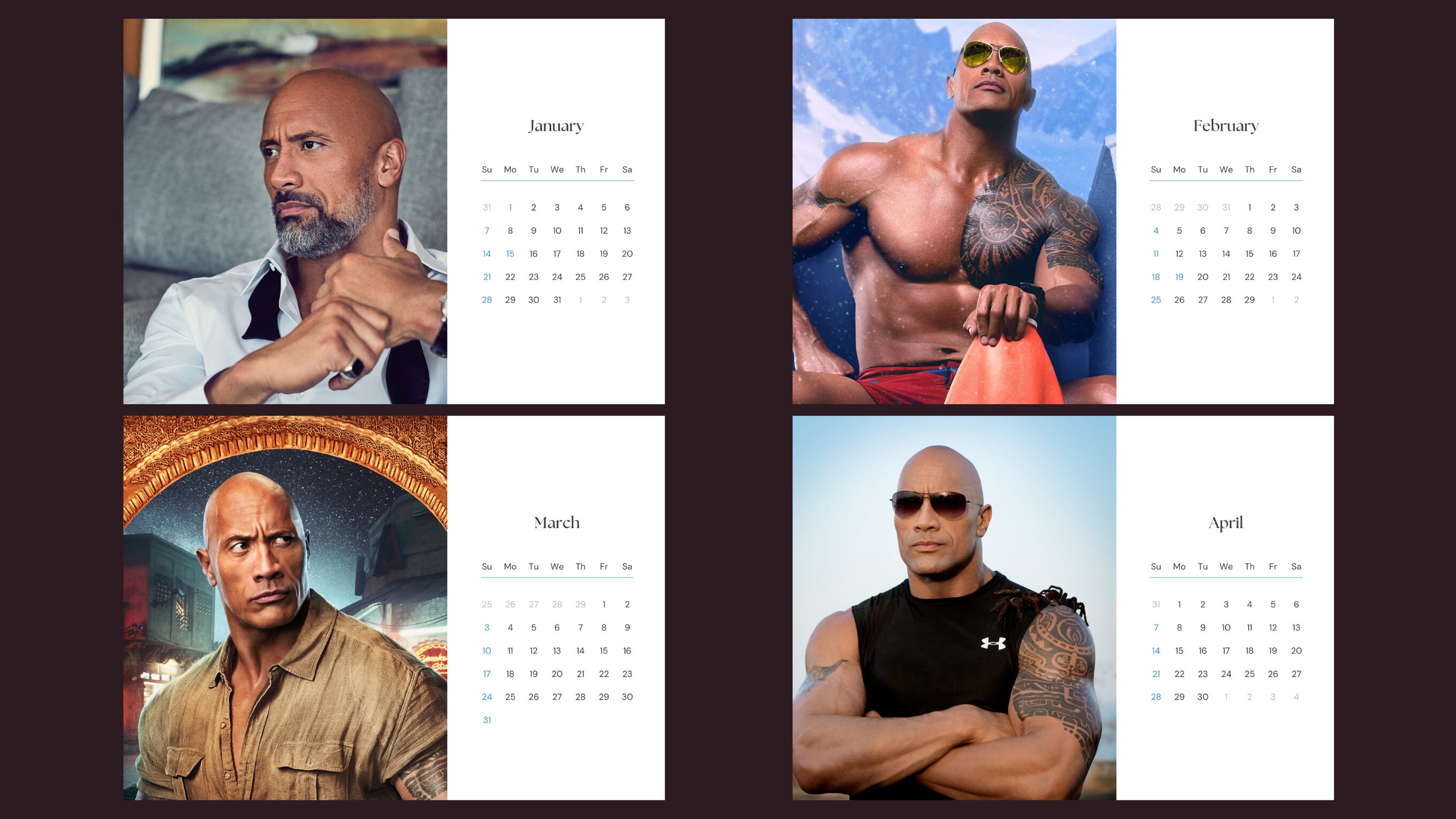 Dwayne Johnson 2024 Calendar - Etsy Dwayne Johnson 2024 Calendar - Etsy