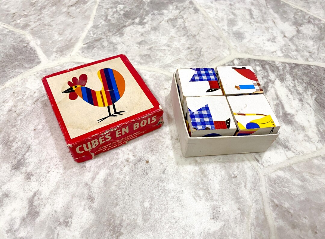 Vintage Picture Wooden Blocks Vintage Puzzle Game Tofa Brand - Etsy
