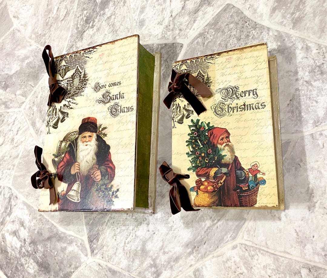 Old World Victorian Christmas Book Boxes Set of 2 - Etsy