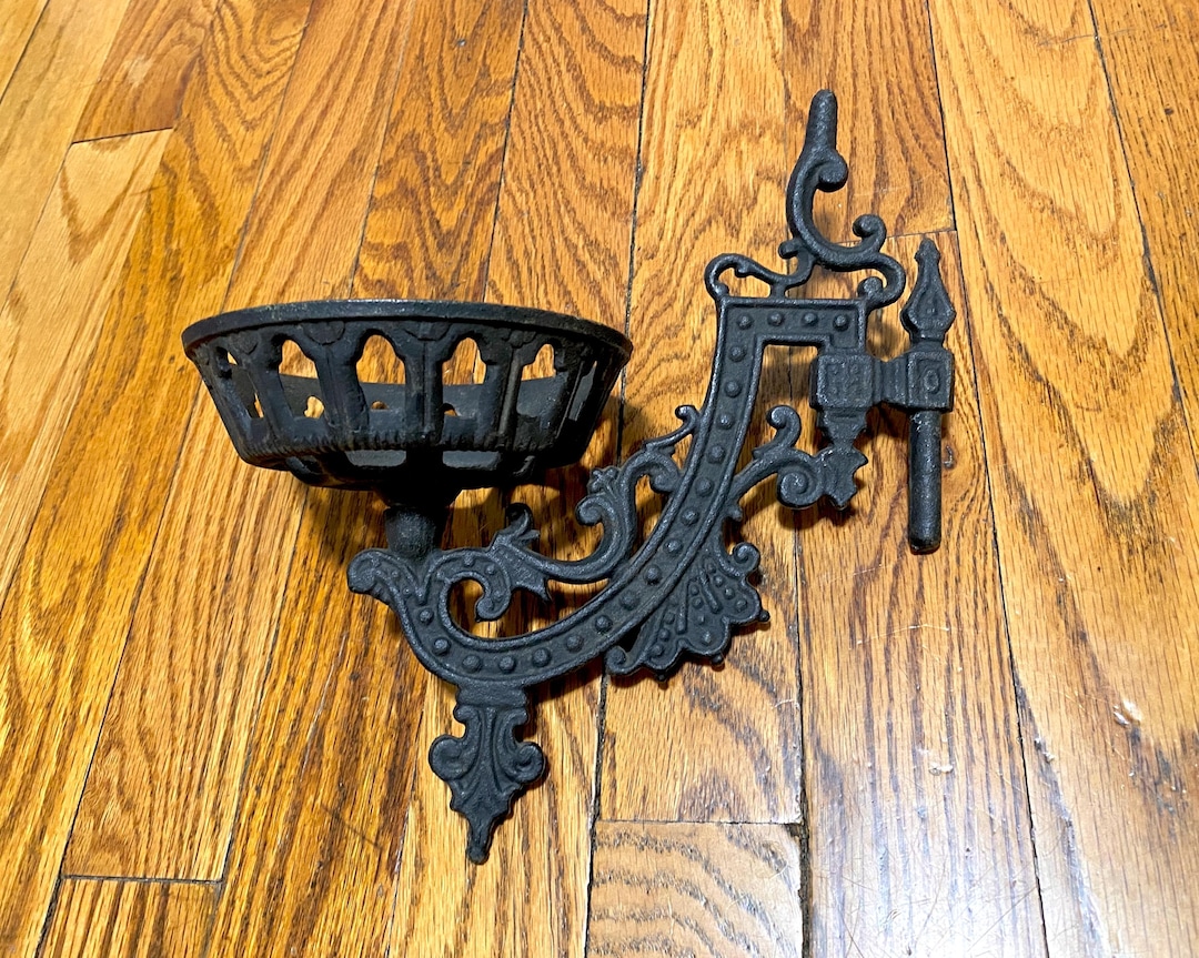 Cast Iron Victorian Wall Mount Sconce Oil Lamp Swing Arm Bracket Early ...