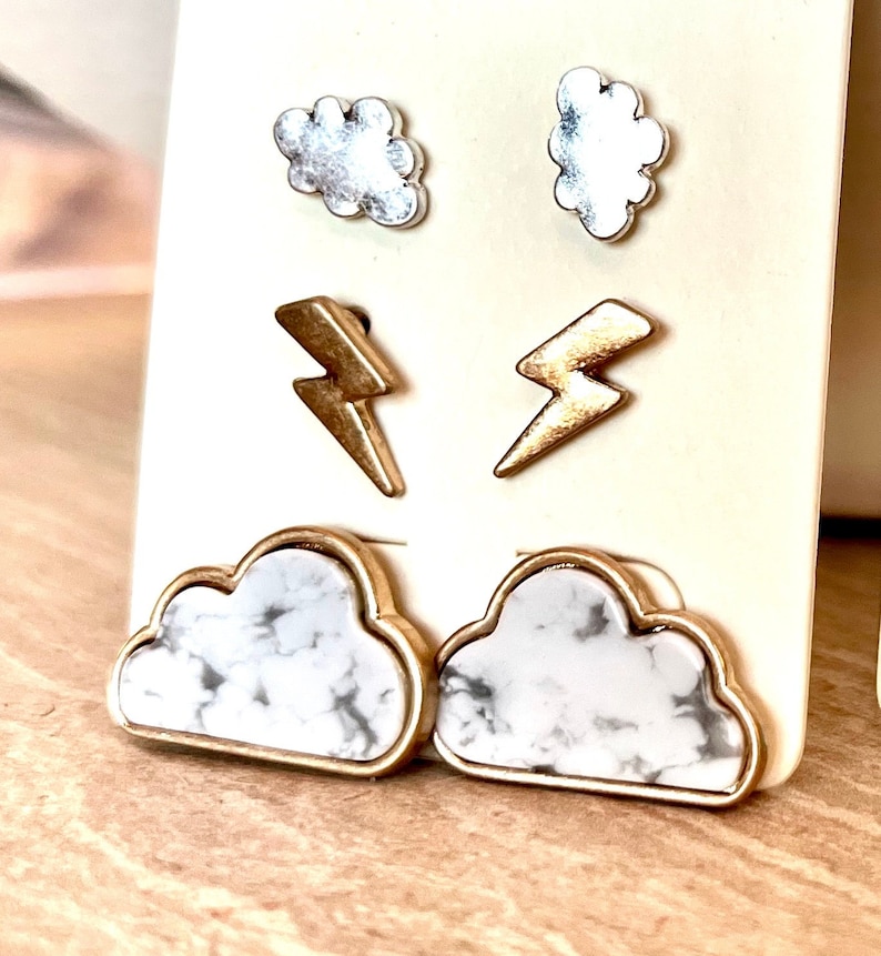 Thunder & Lightning Stud Trio - Etsy