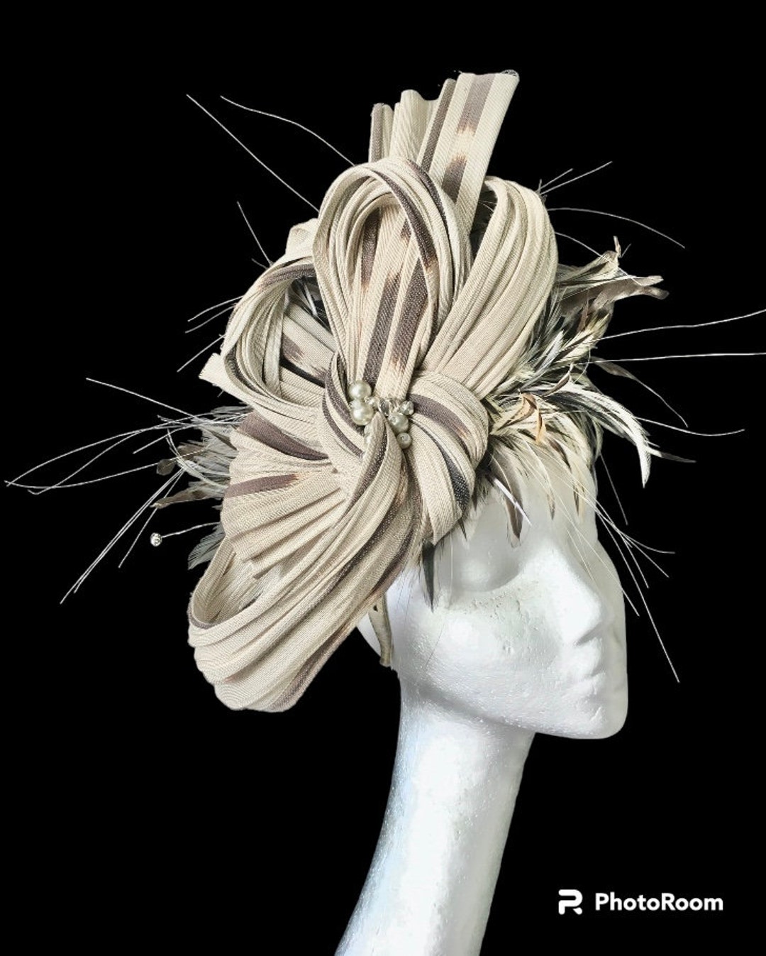 Stone Grey Fascinator for Wedding Hat Ascot Hat Occasion Hat Ladies Day ...