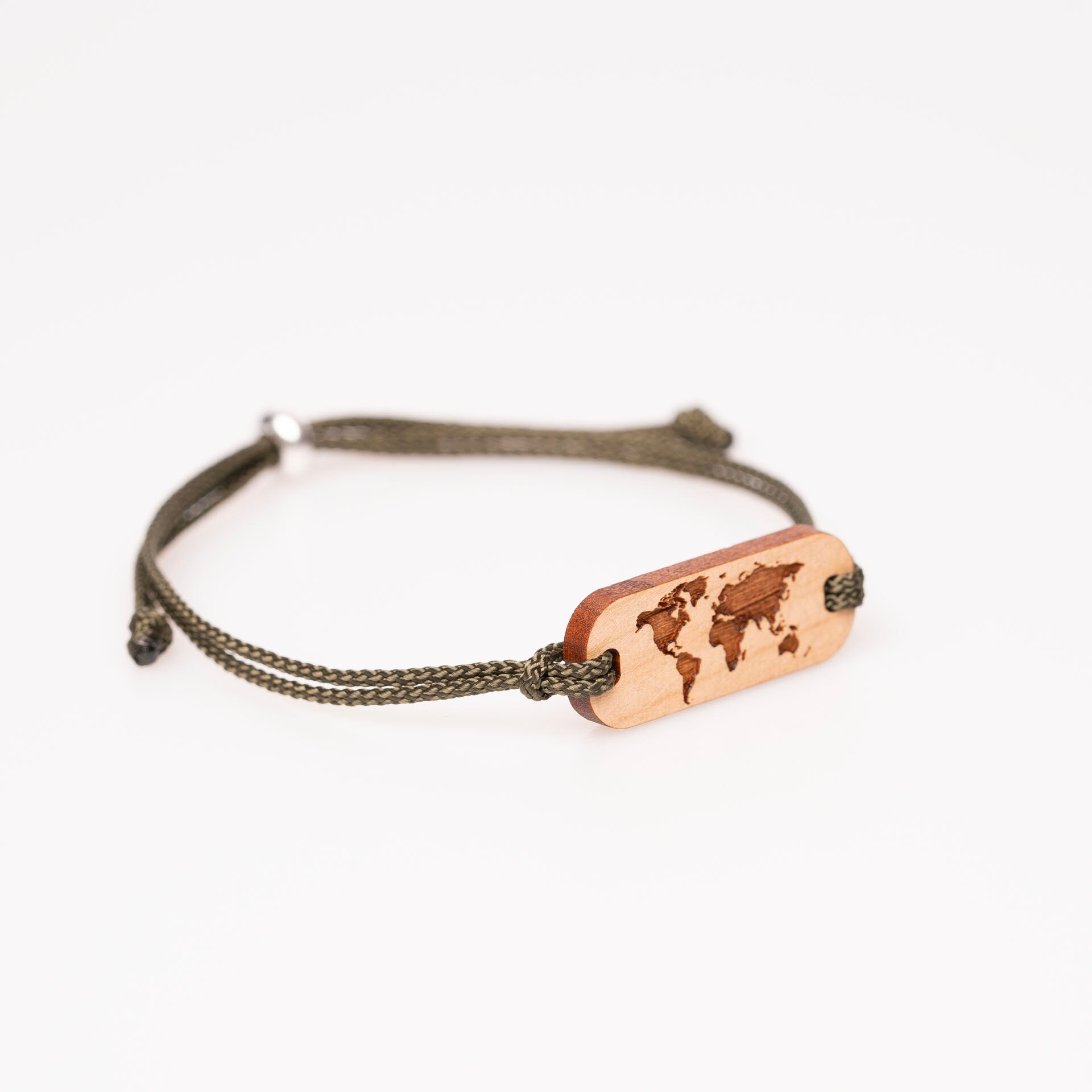 World Map Elongated Bracelet Made of Cherry Wood - Etsy