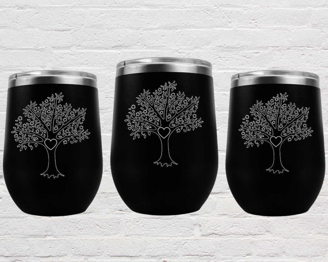 Custom Engraved Tree of Life Wine Tumbler - Etsy