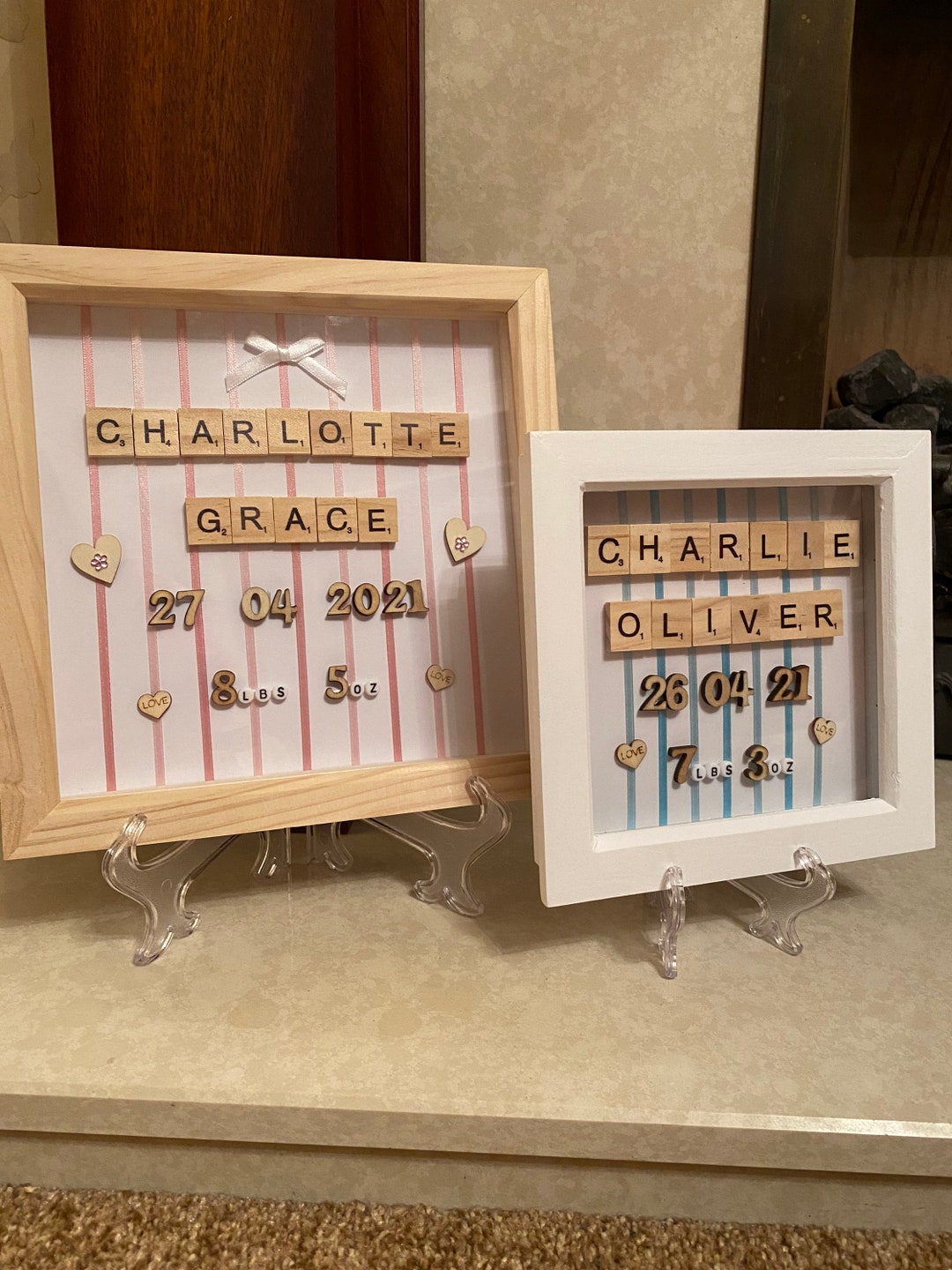 Personalised New Baby Name Box Frame Birth Details Name - Etsy