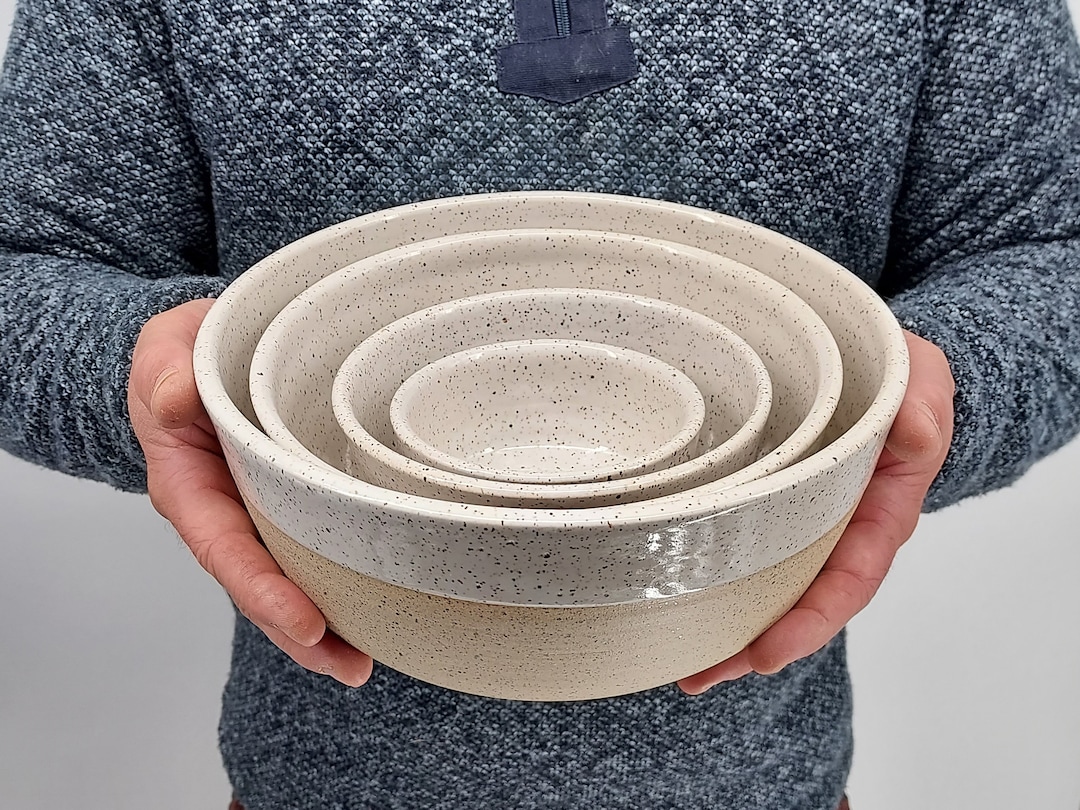4 Piece Nesting Bowl Set - Handmade Ceramic Dish Ware - Nesting Bowls ...
