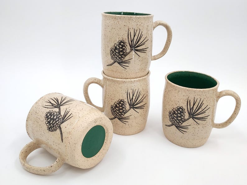 The WINTER PINECONE MUG, Two Shapes, Large, 18 Oz | Handmade Ceramic ...
