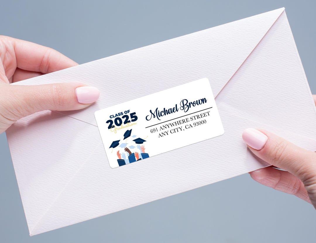 2025 Graduation Guest Address Labels, Congrats Grad Party Invitation ...