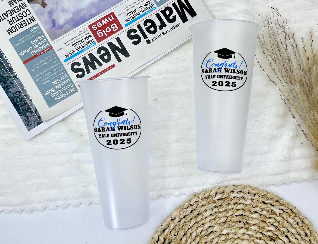 Custom Frosted Cups Logo 2025 Graduation Decorations Graduation Party ...
