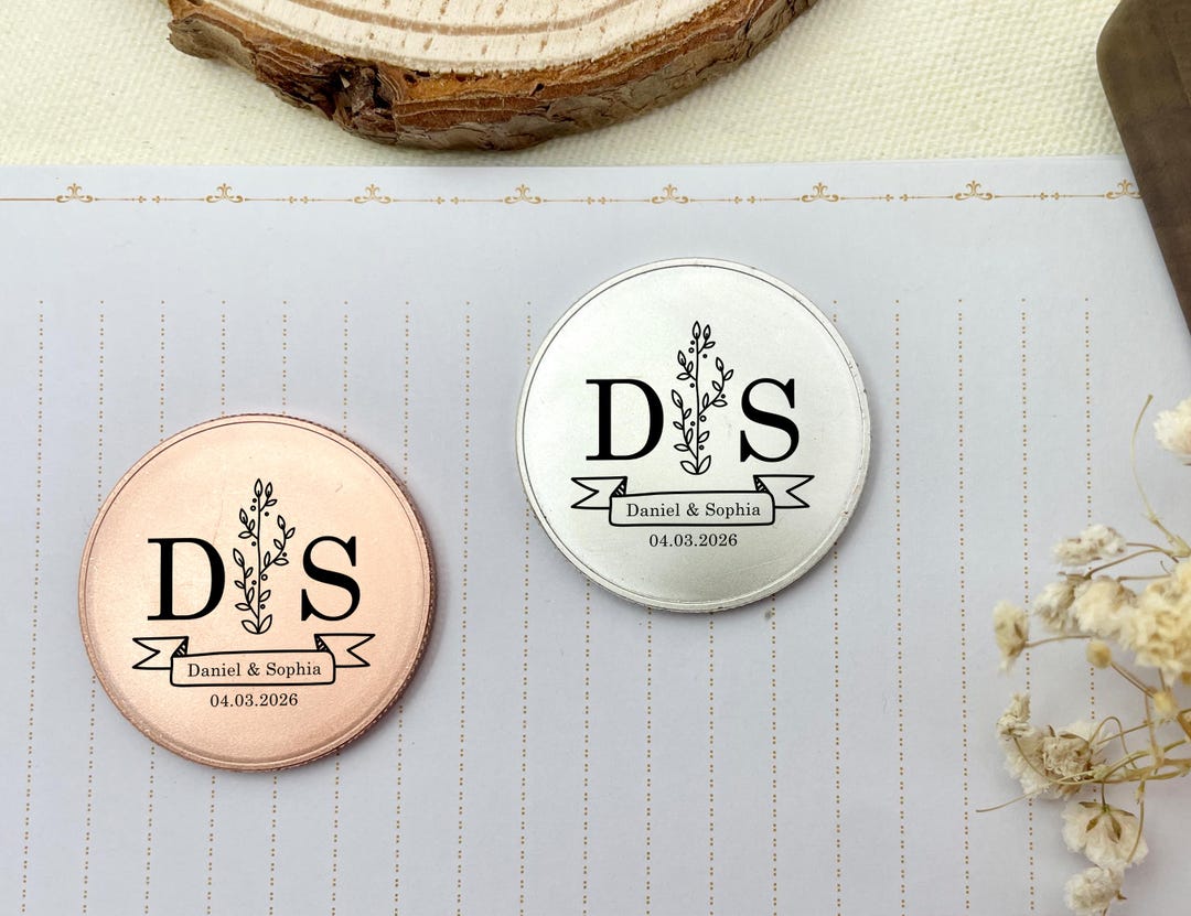 Personalized Initials Coins, Custom Wedding Lucky Coins, Anniversary ...