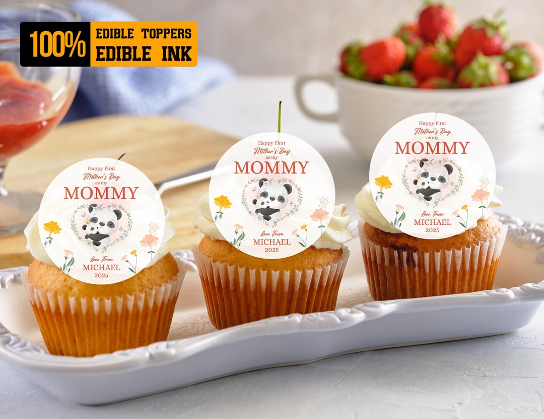First Mother's Day Cupcake Toppers/cute Animal Edible Cake Topper/drink ...