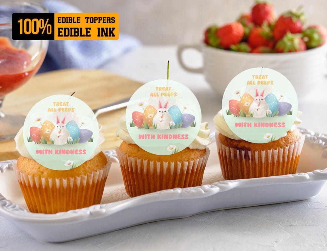 Bulk Custom Edible Easter Cupcake Toppers - Treat All Peeps, Holiday ...