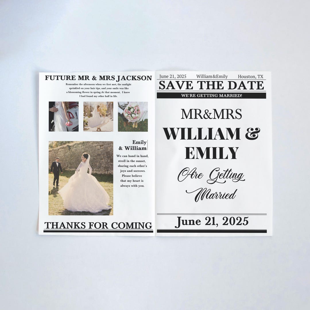 Wedding Newspaper Invite Template, Wedding Invite Template, Wedding ...