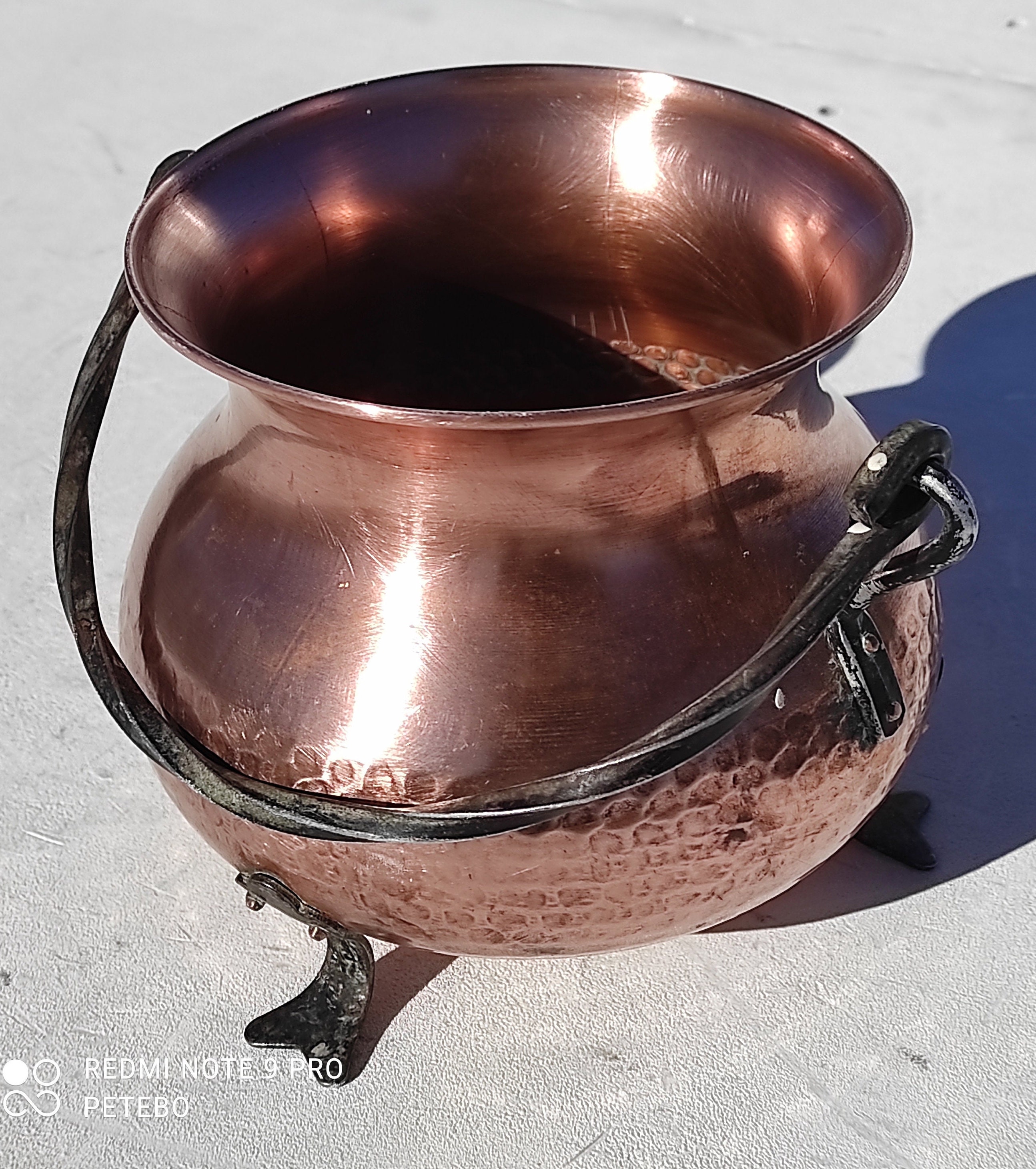 Vintage French Copper Cauldron Pot Planter Made in France Wrought Iron ...