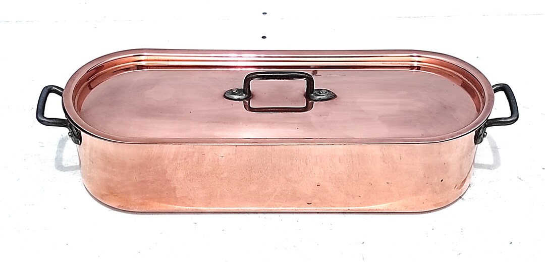Vintage 20.5inch Rectangular Copper Fish Kettle With Insert Tin Lining ...