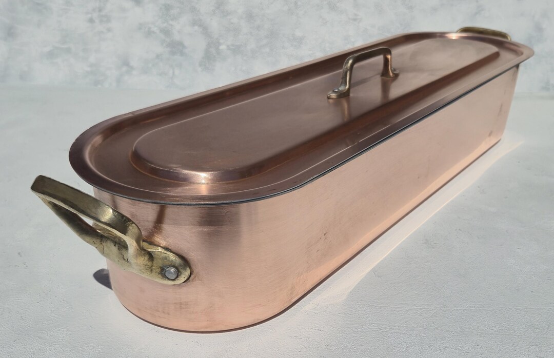 Vintage 24.4inch Rectangular Copper Fish Kettle W Lid & Insert| Made in ...