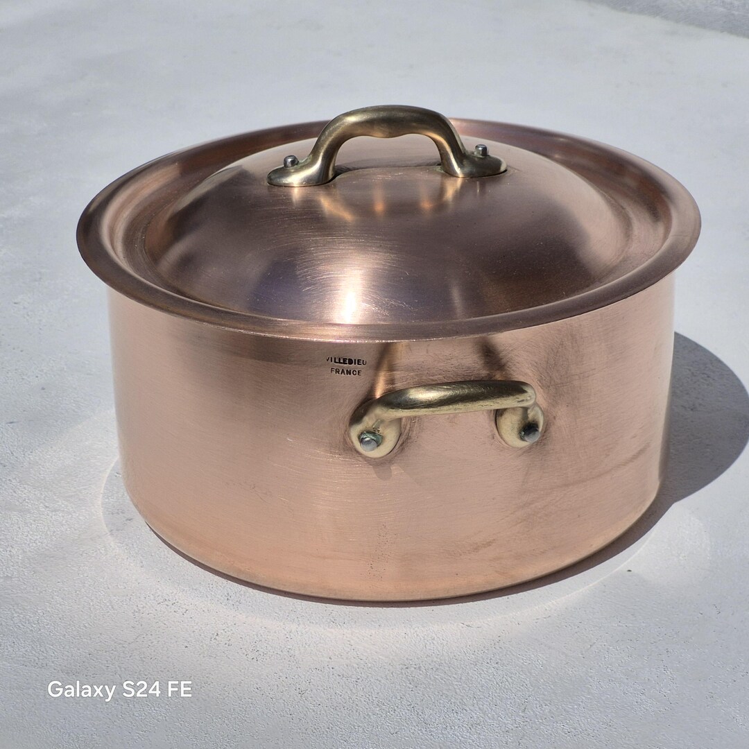 Vintage Copper Stock Pot Cocotte W Lid| Bronze Handles| Marked ...