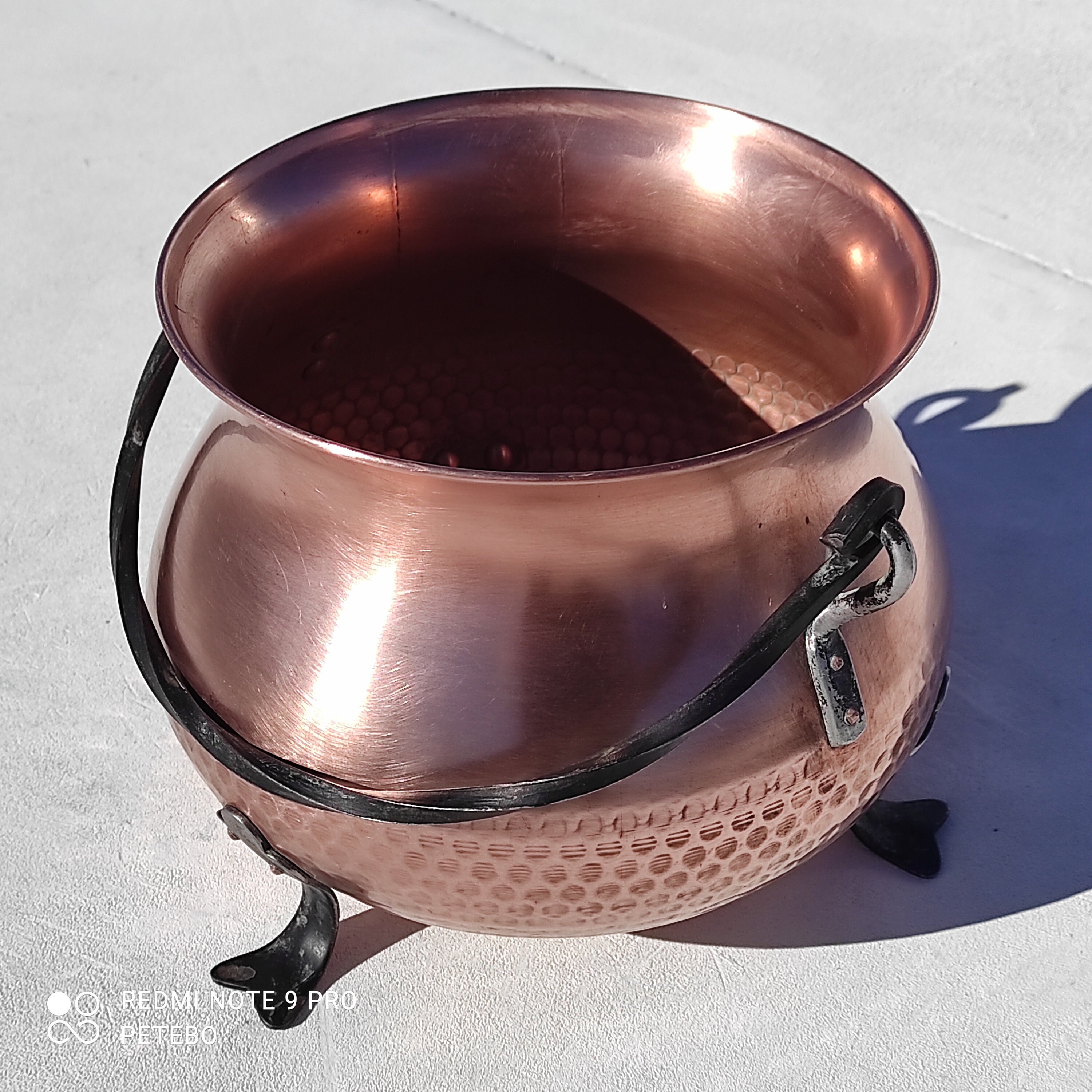 Vintage French Copper Cauldron Pot Planter Made in France Wrought Iron ...