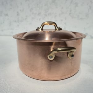 Vintage Copper Stock Pot Cocotte W Lid| Bronze Handles| Marked ...