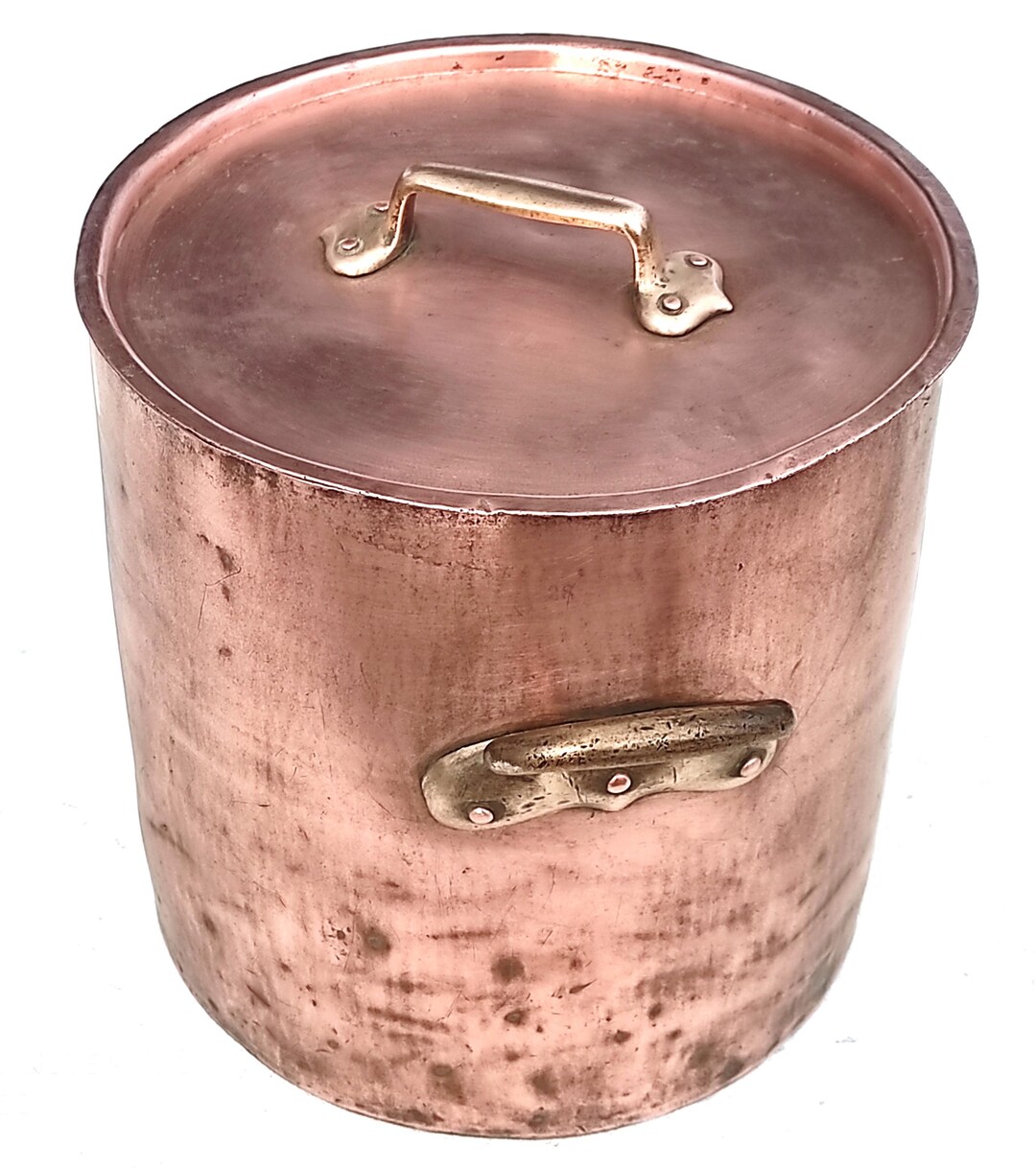 Vintage French Copper Stockpot Pot With Lid Hammered Finish Bronze ...
