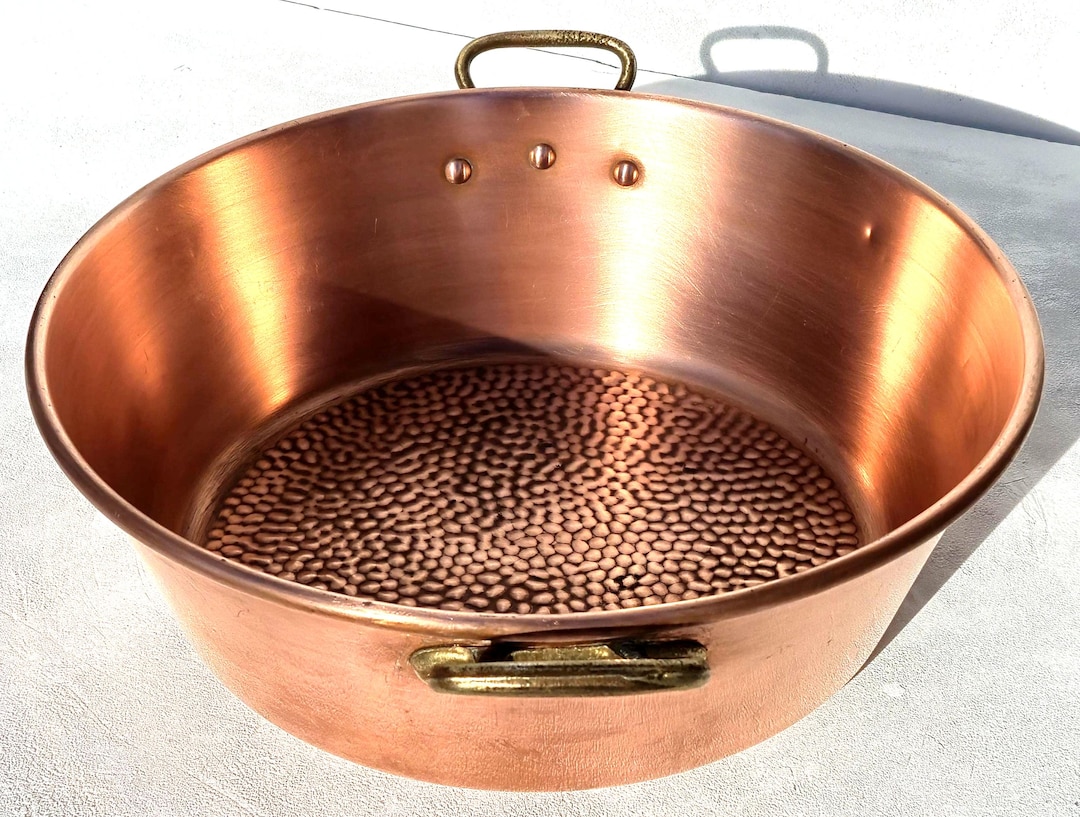 Vintage Copper Pans: Jam Pan, Sugar Pan, Made in France, Bronze Handles ...